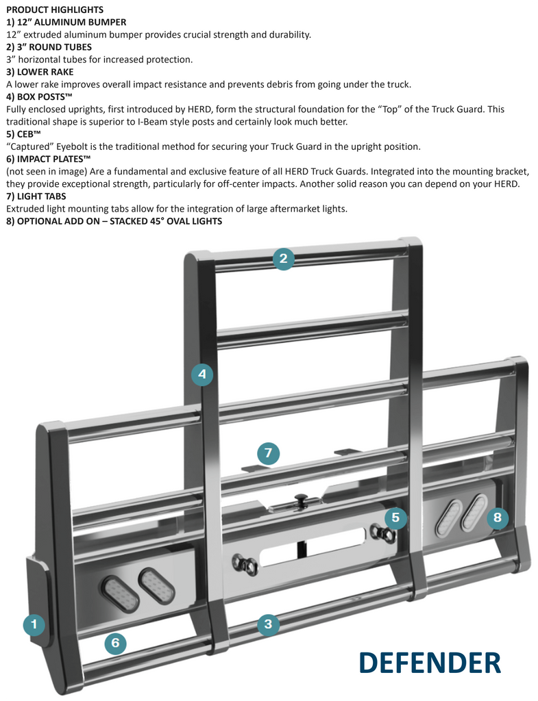 Herd Kenworth W900L Defender Grill Guard – Truck Town, LLC