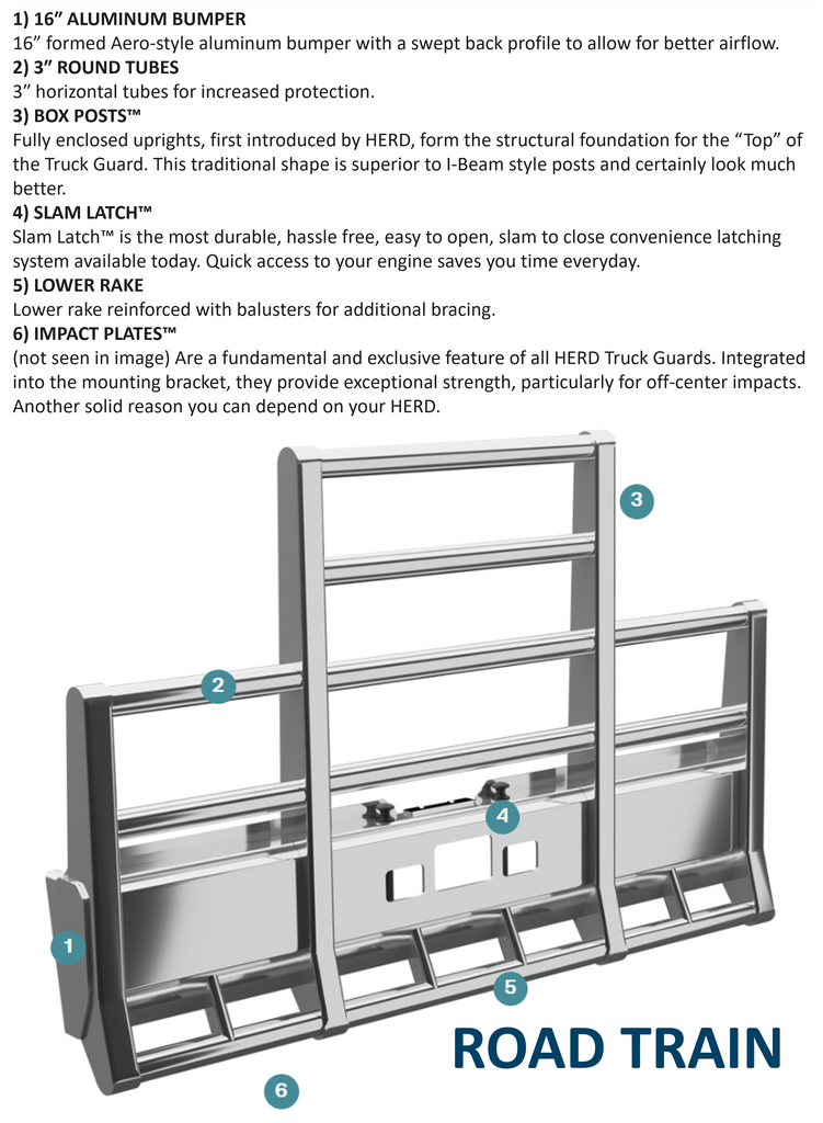 Herd PB 367-388-389-589 SFA 16" Road Train Grill Guard – Truck Town, LLC