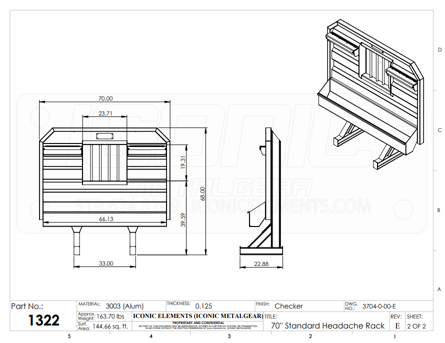 70" Day Cab Headache Rack w/Chain Holders, Bar Window, and Tub – Truck ...